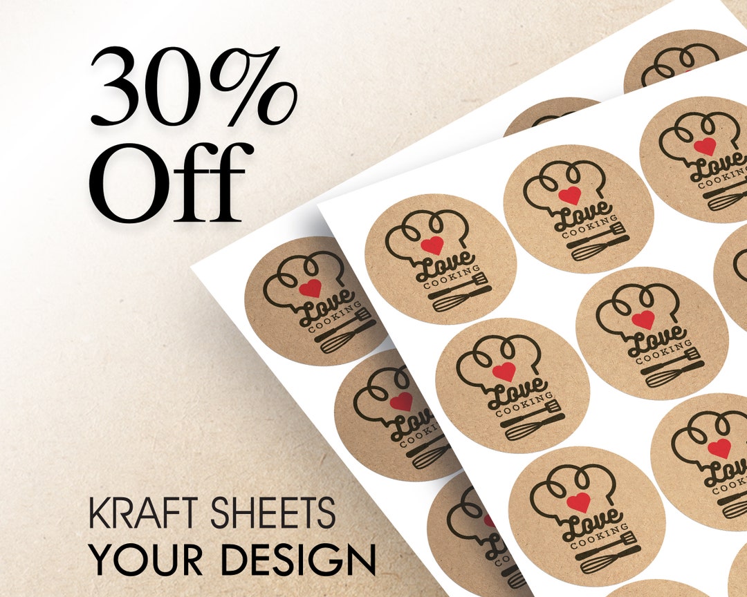 Kraft Labels/stickers on A Sheet (2" Circles) : We Print Your Design ...