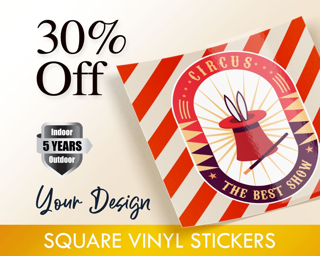 Square Vinyl Stickers/labels Waterproof We Print Your Design Size ...