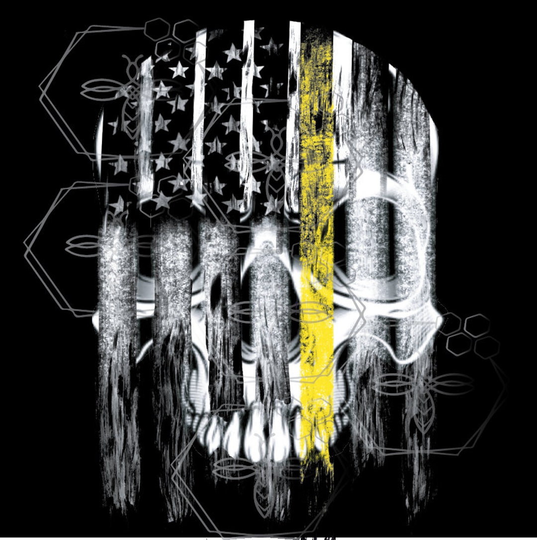 Flag and Skull, Thin Yellow Line, Dispatch, First Responders, Vivid ...