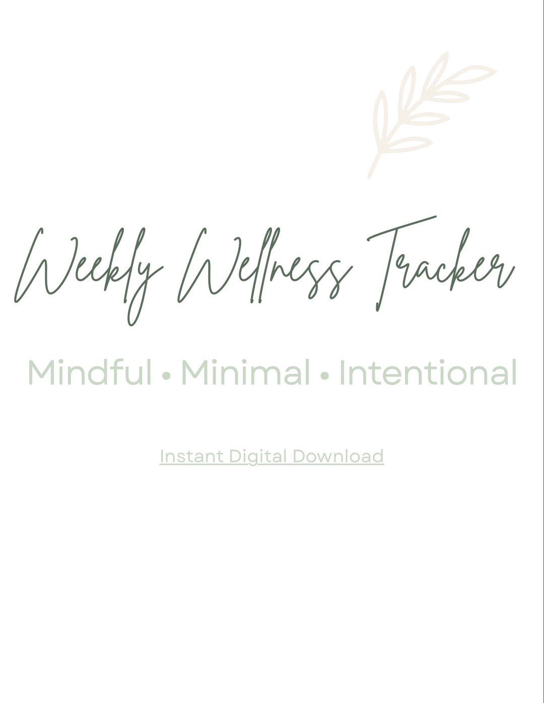 Weekly Wellness Tracker Printable | Minimal Health & Habit Tracker ...