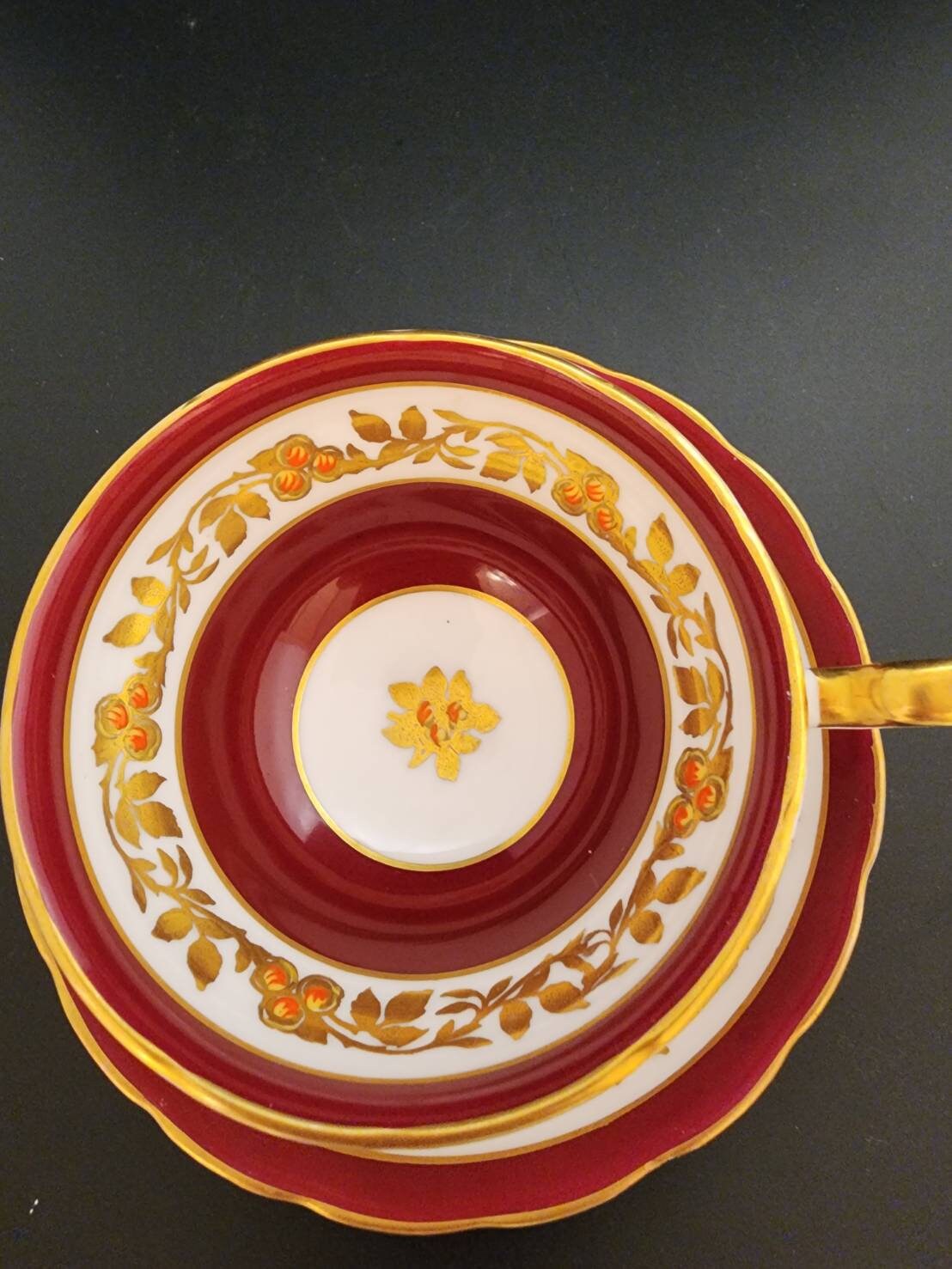 Grosvenor Tea Cup Maroon Gold Leaf Berry Pattern Bone China England - Etsy