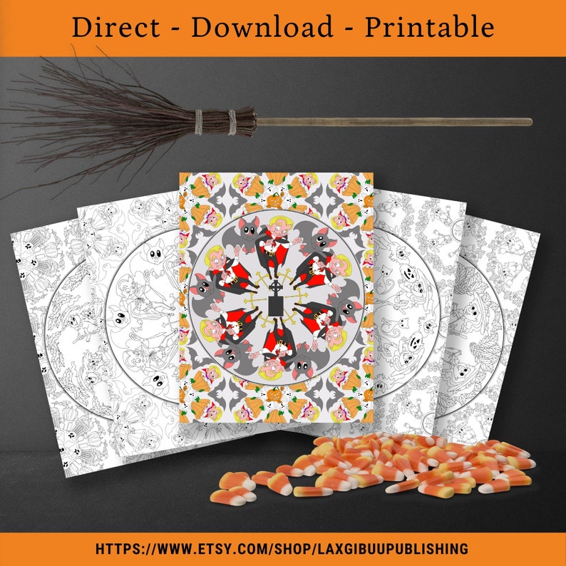 Halloween Mandala Coloring Pages Fall Mandala Coloring for Stress ...