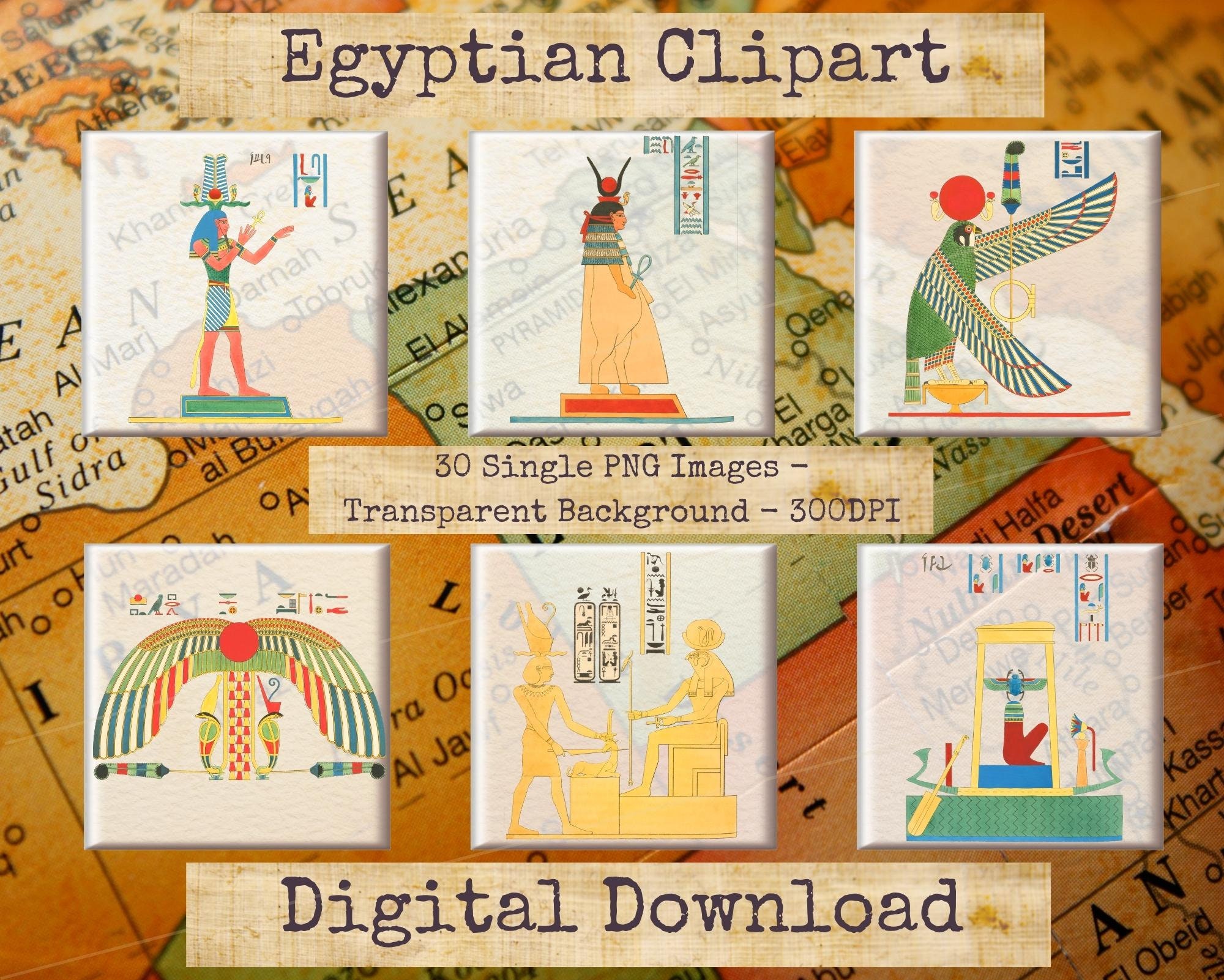 Egyptian Hieroglyphs & Art Printable Clipart 30 PNG Files fussy Cut ...
