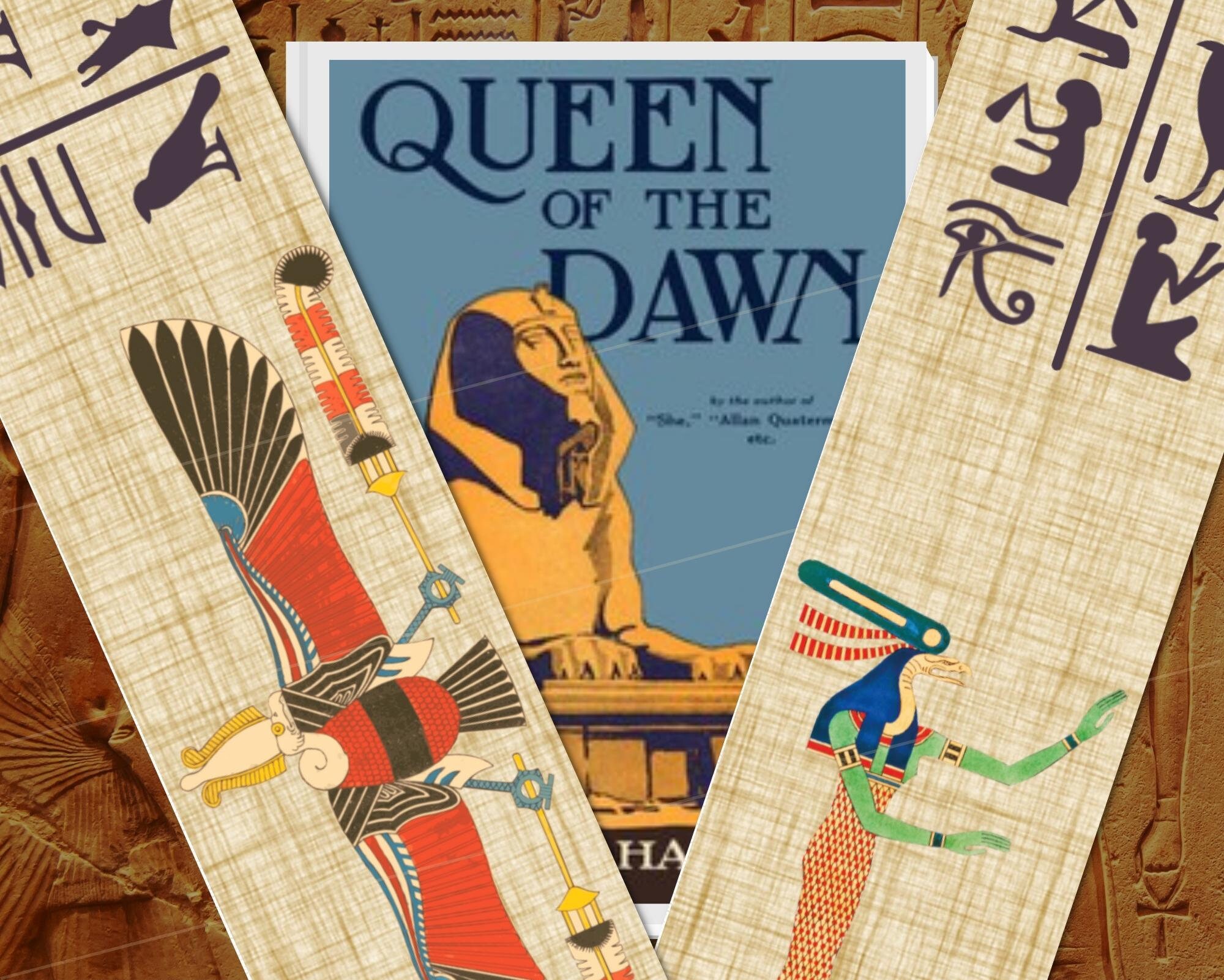 Egyptian Art and Hieroglyphs - 6 Bookmarks on Papyrus Paper, Instant ...