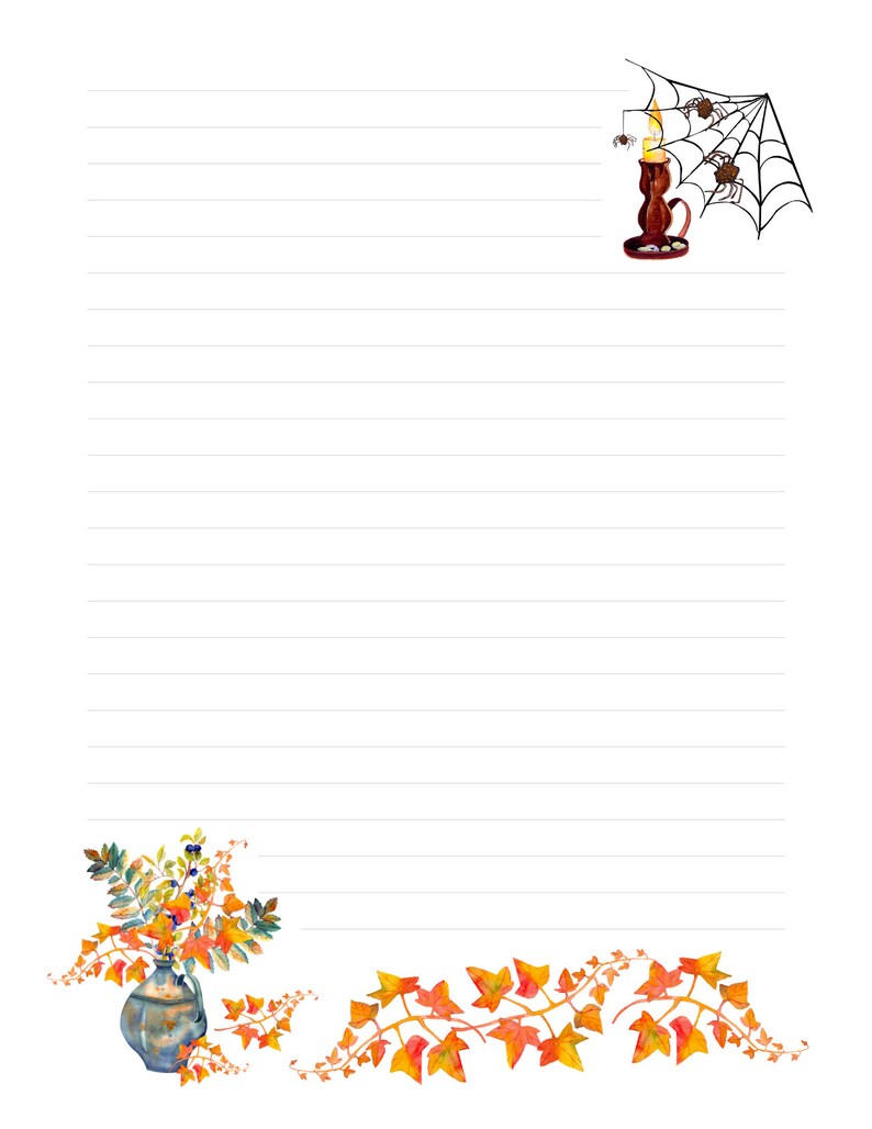 Halloween Stationery, Printable Stationery Paper, Letter- A4- Card Size ...