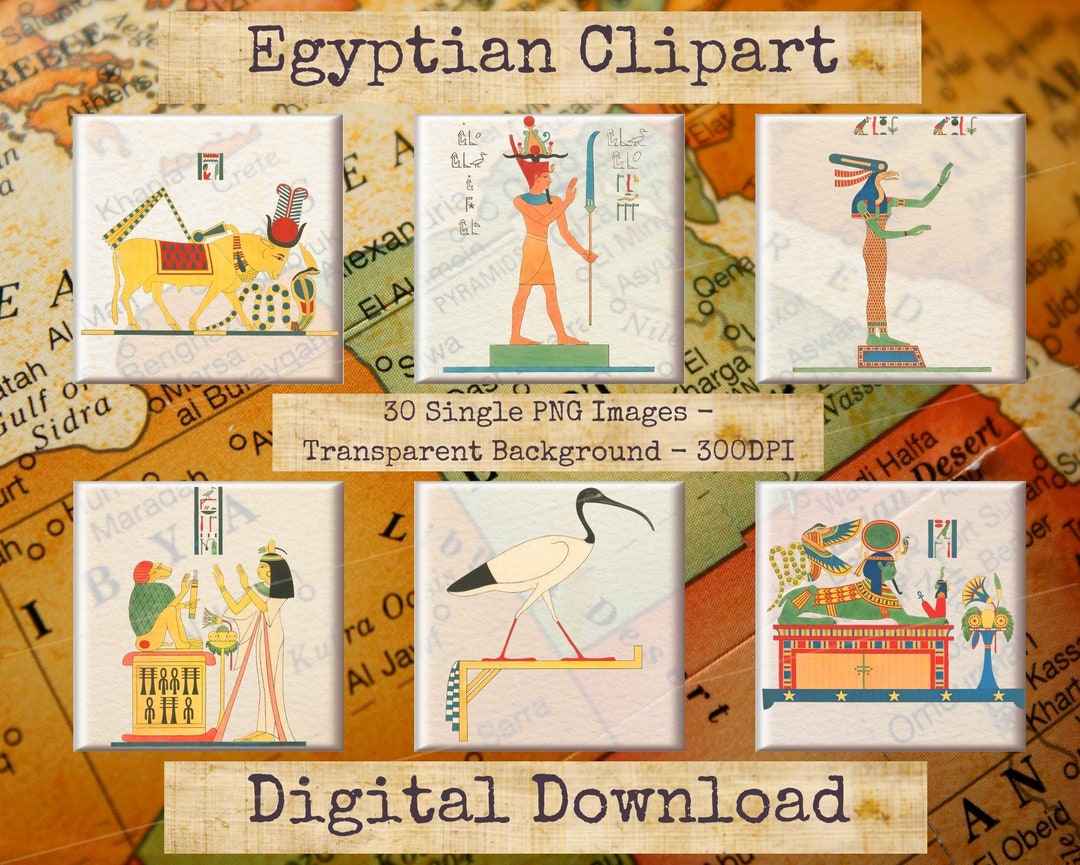 Ancient Egyptian Art & Hieroglyphs Clipart 30 PNG Files fussy Cut ...