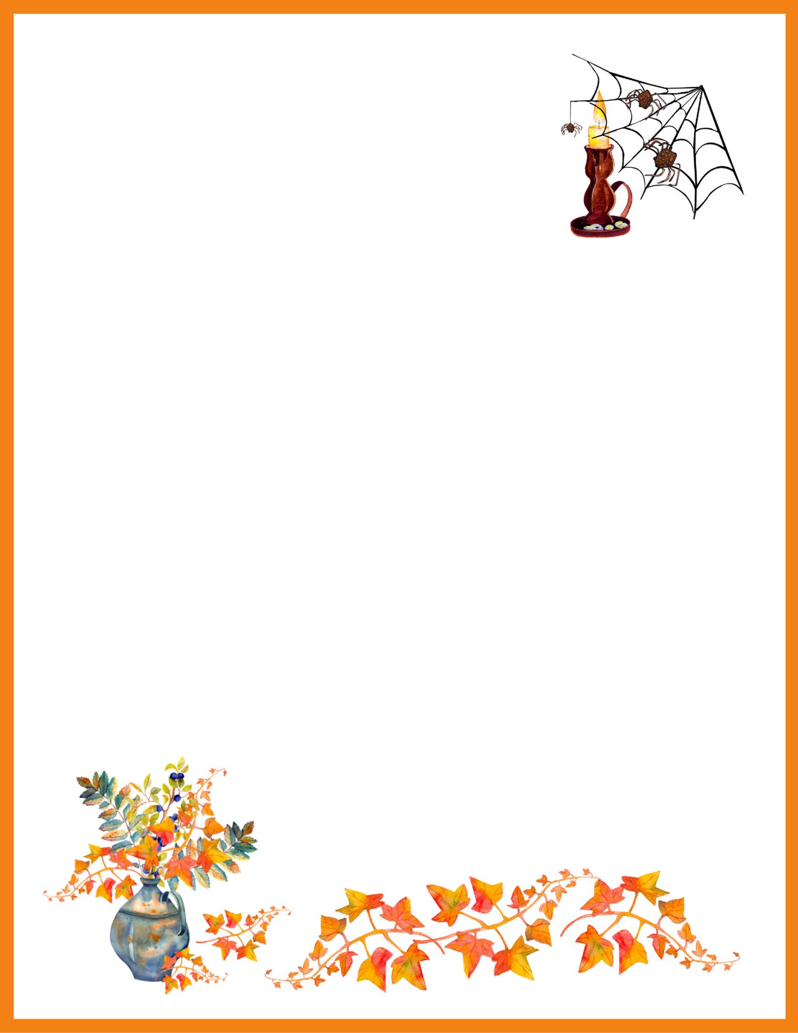Halloween Stationery, Printable Stationery Paper, Letter- A4- Card Size ...