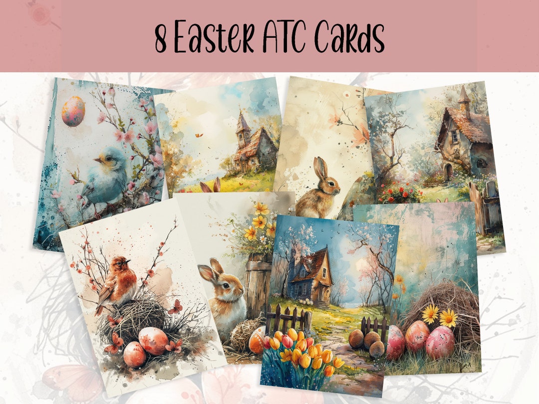 Easter ATC Cards Download, Vintage Spring Illustration, Printable Craft ...