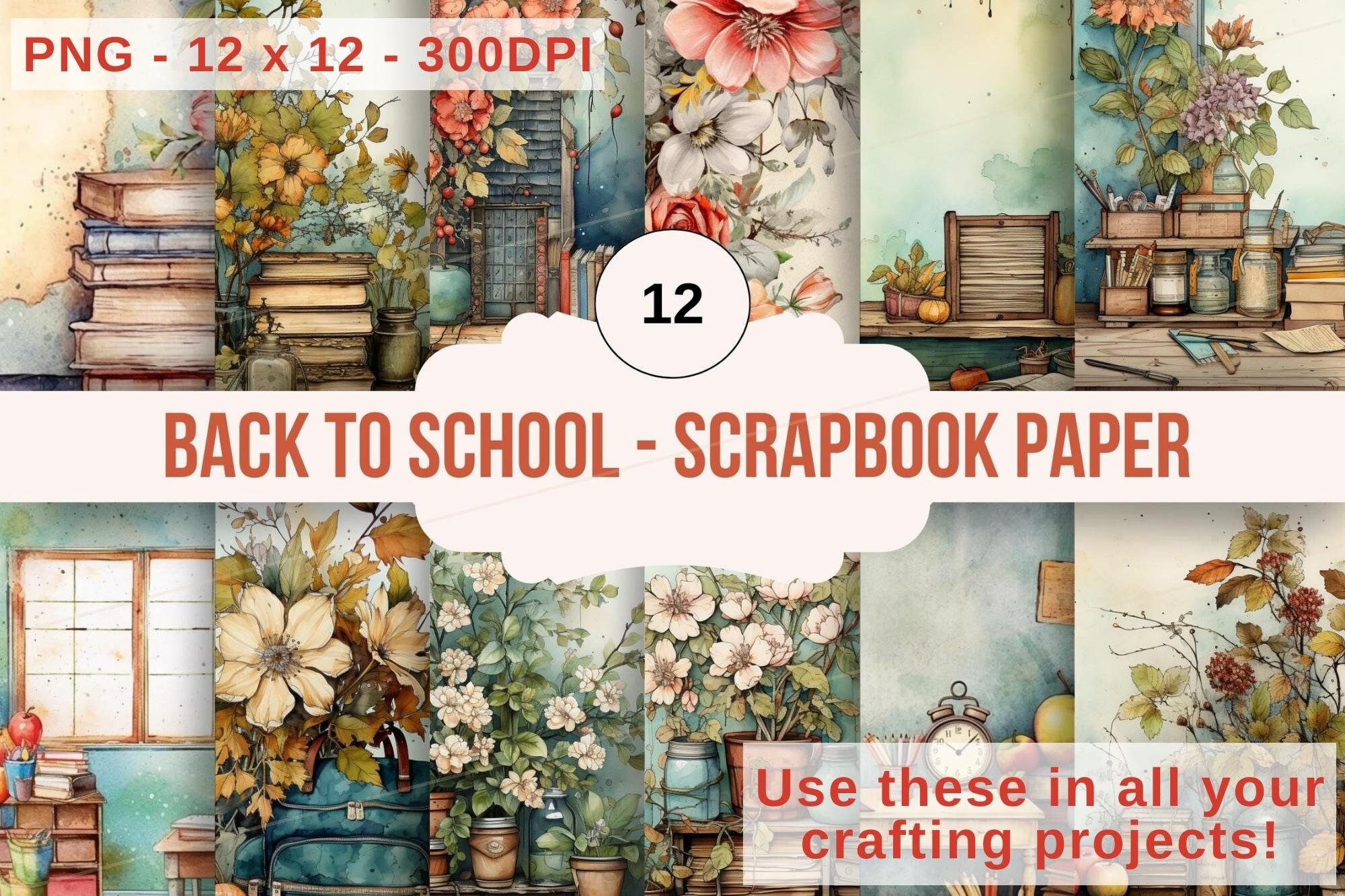 Teacher and Student Back to School Scrapbook Papers Digital ...