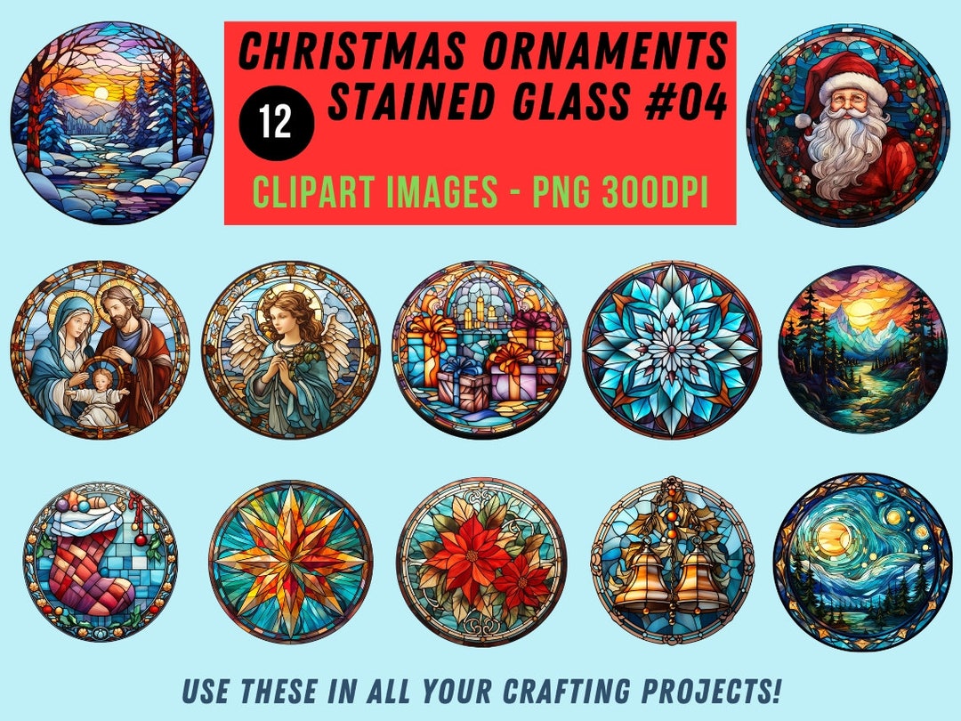Round, Stained Glass, Christmas Clipart, Digital Download, PNG Files ...