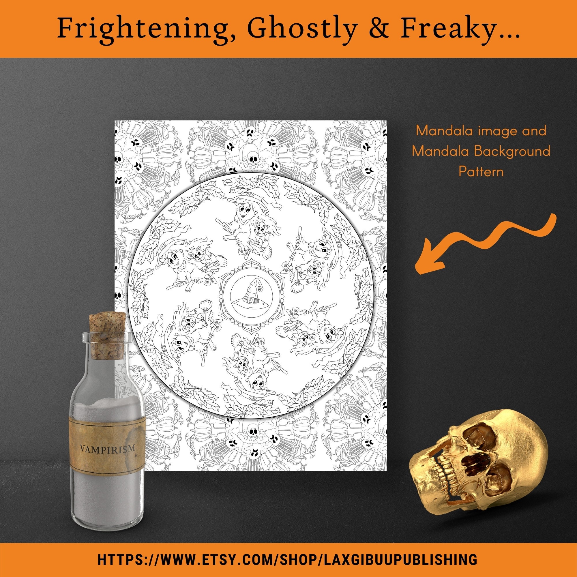 Halloween Mandala Coloring Pages Fall Mandala Coloring for Stress ...