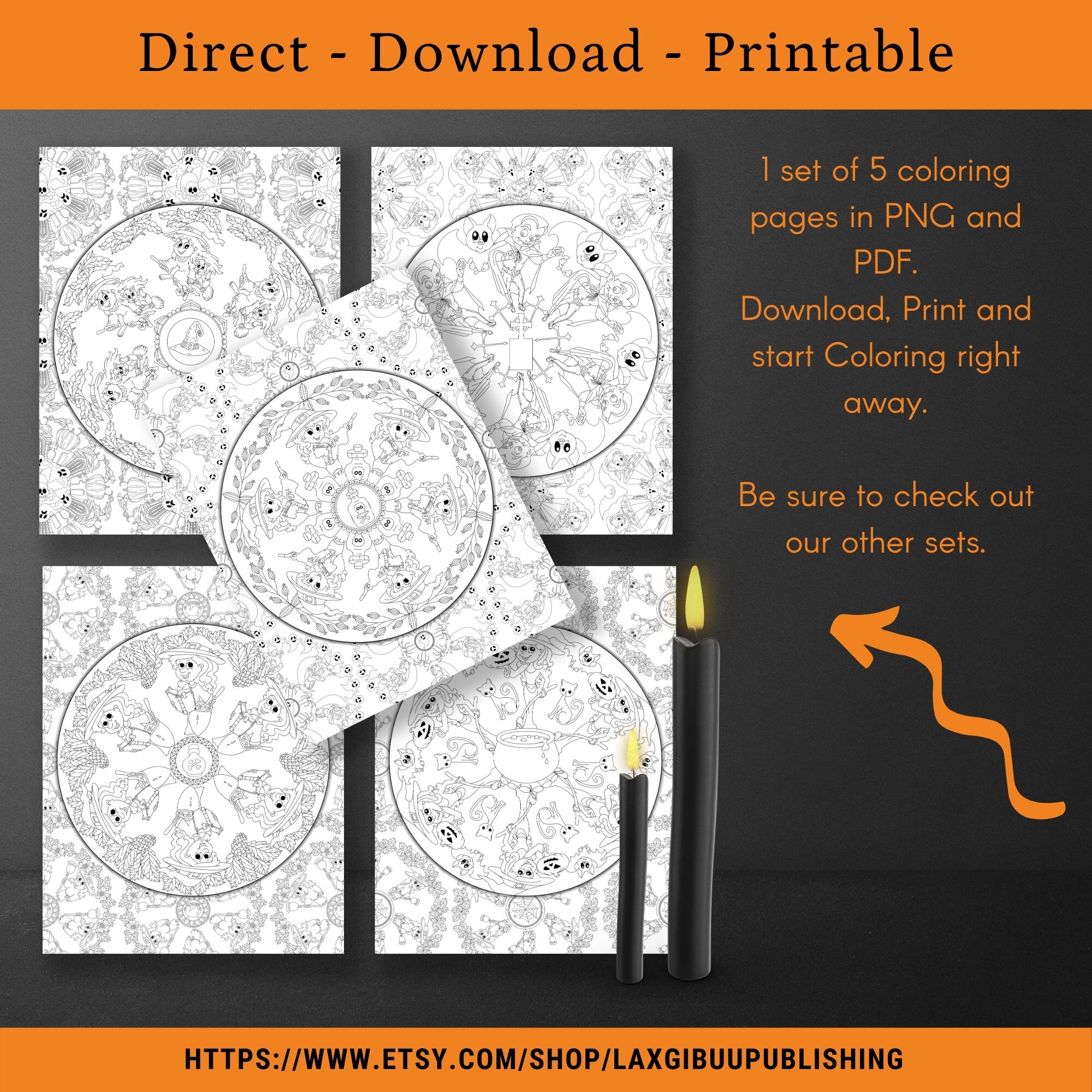 Halloween Mandala Coloring Pages Fall Mandala Coloring for Stress ...