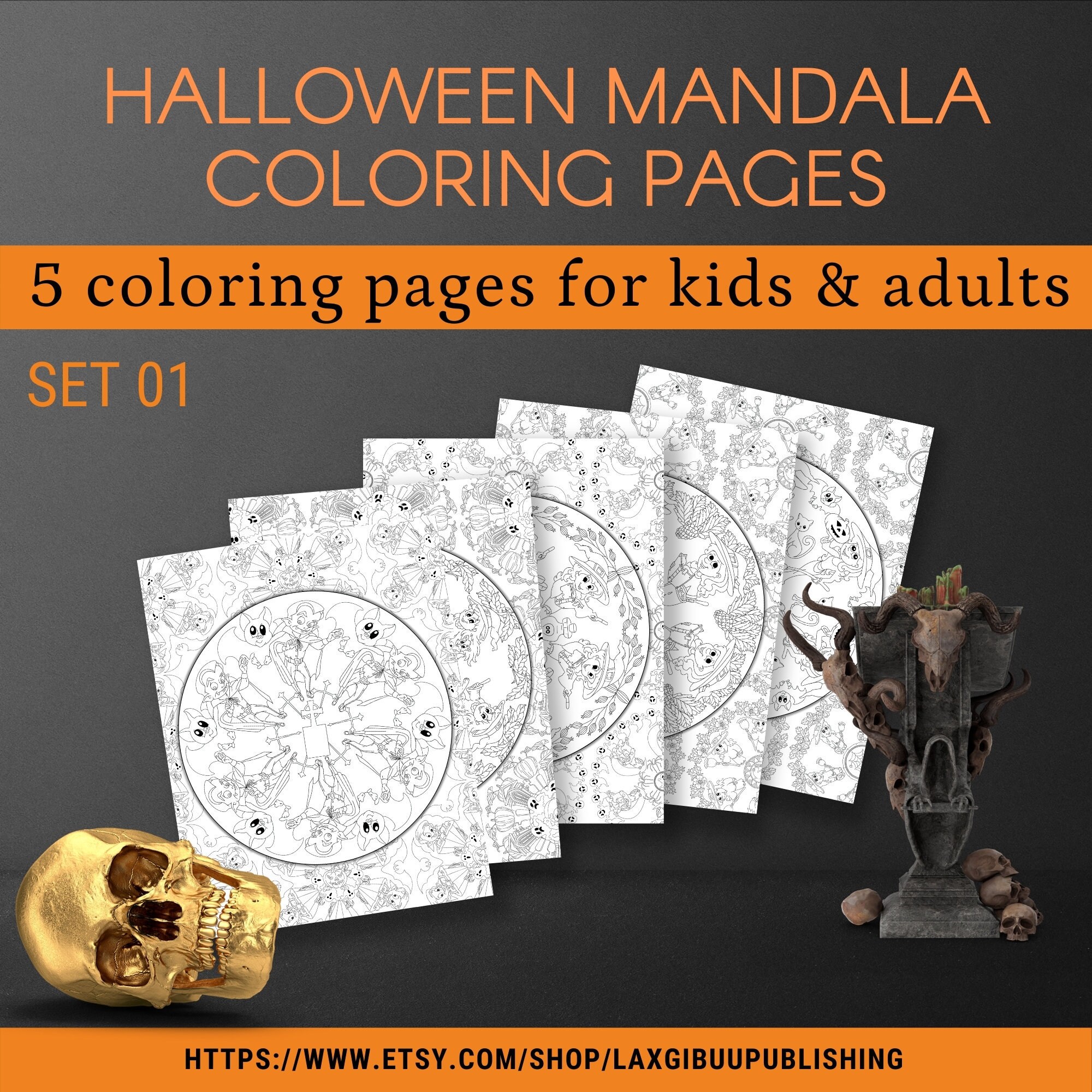 Halloween Mandala Coloring Pages Fall Mandala Coloring for Stress ...