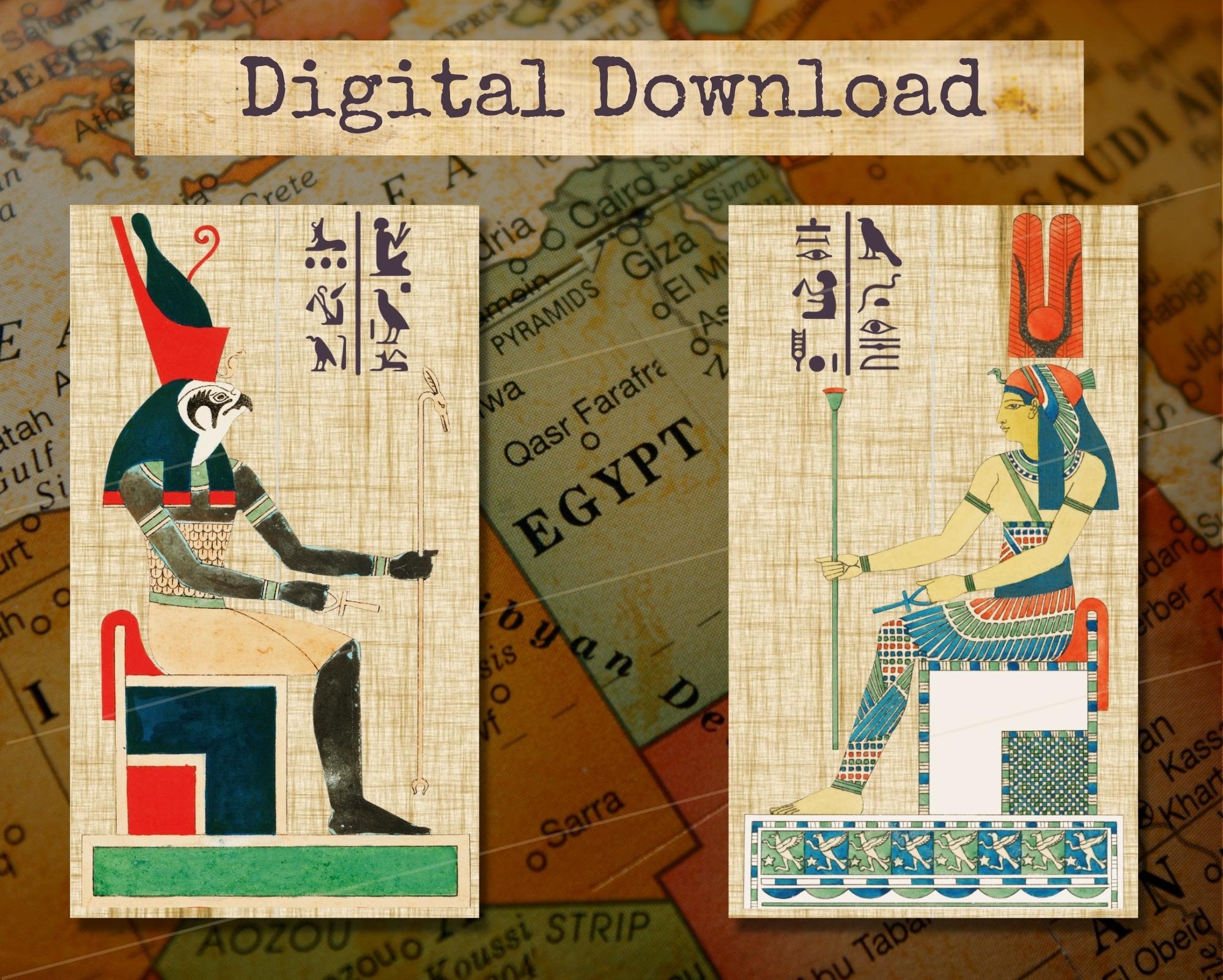 Egyptian Art and Hieroglyphs - 6 Bookmarks on Papyrus Paper, Instant ...