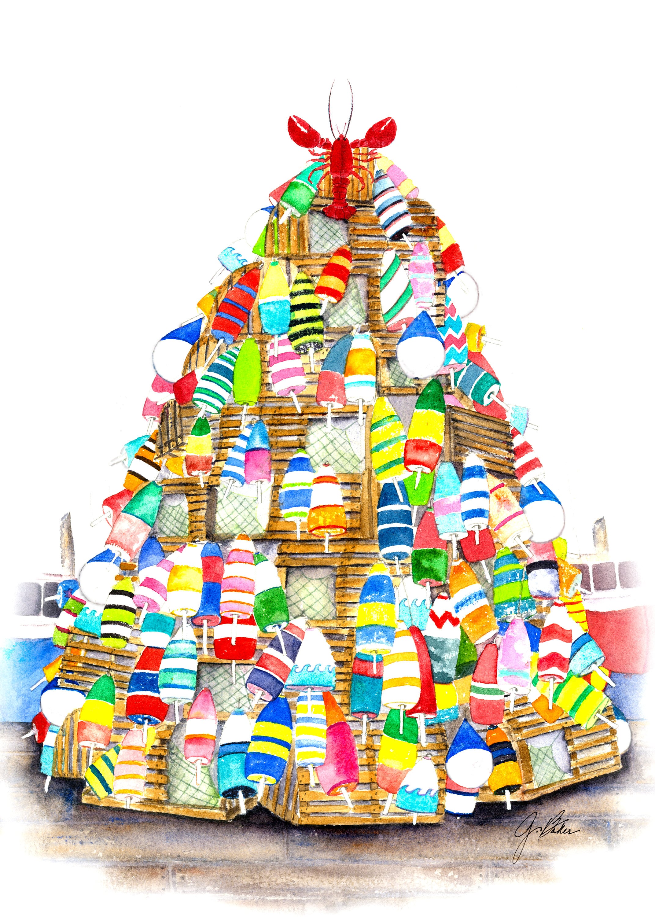 Stonington Lobster Trap Tree 5x7 CHRISTMAS & HOLIDAY Cards Stonington ...