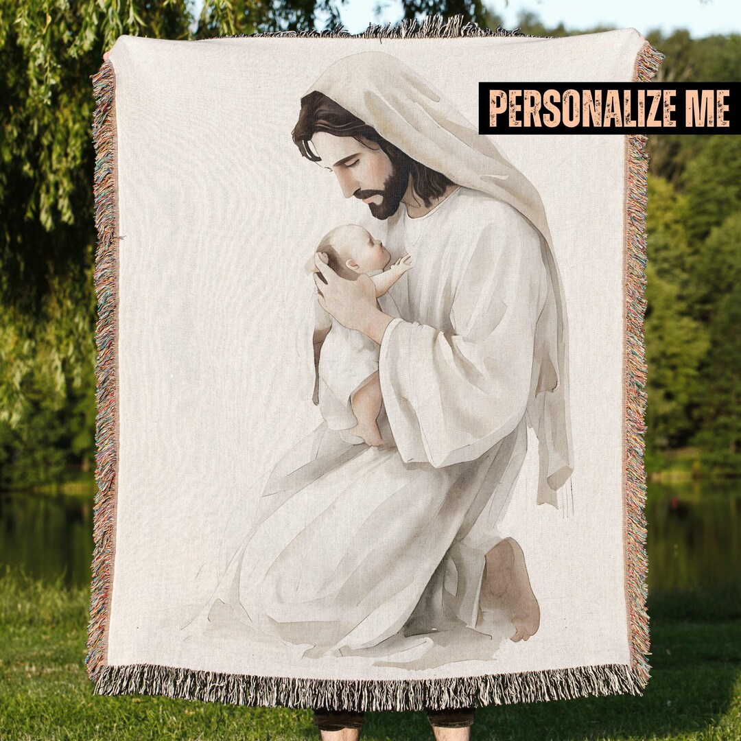 Religious Blanket, Jesus Holding Baby, Christian Home Decor, Faith ...