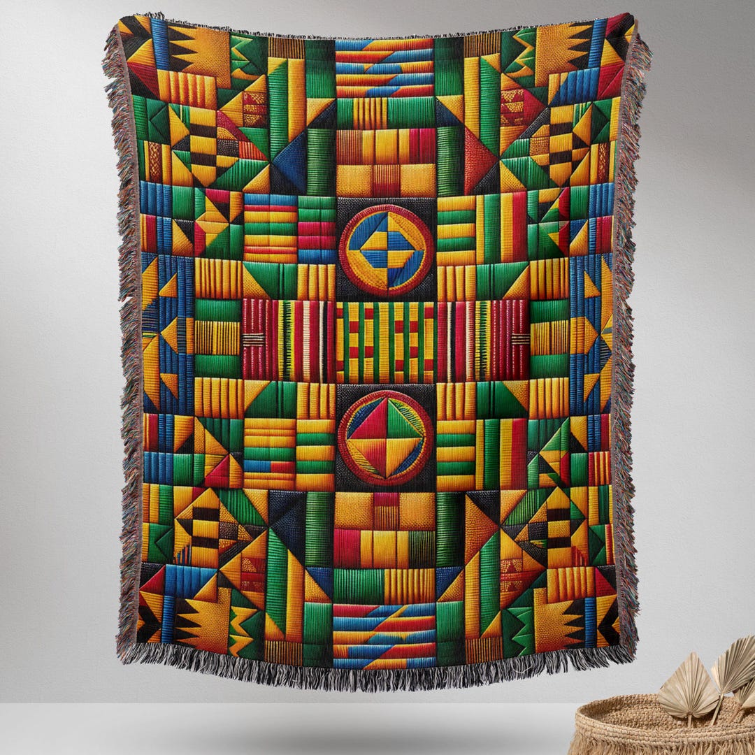 Colorful Geometric Pattern Blanket, Vibrant Quilted Throw Blanket ...