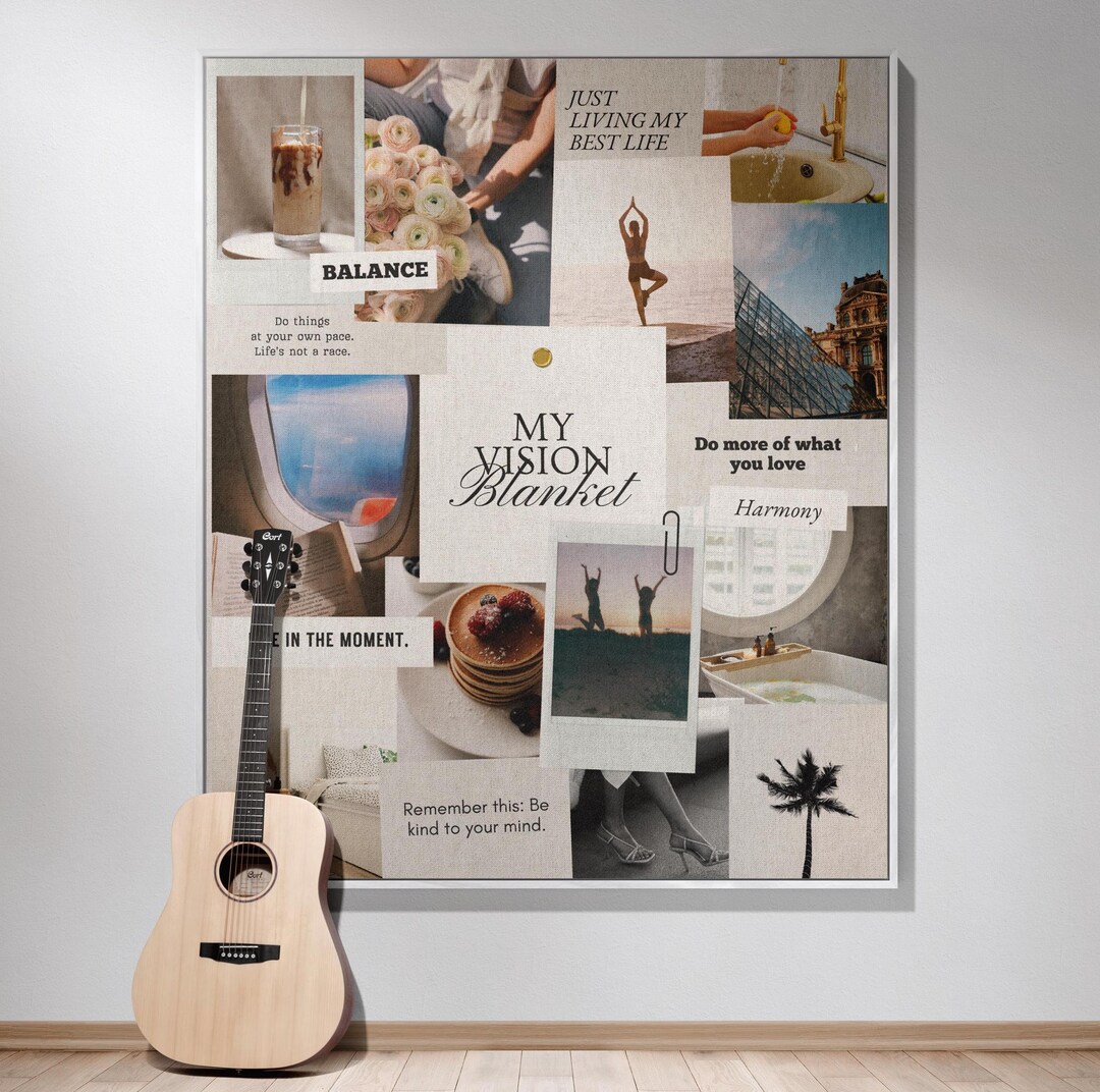 2025 Vision Board Blanket, Goals Dreams Pictures Quotes Words ...