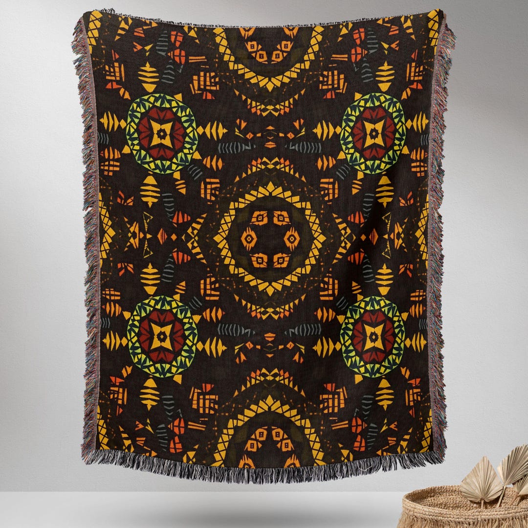 Kente Ghanaian, Vibrant Tribal Pattern Blanket, Geometric Design Throw ...
