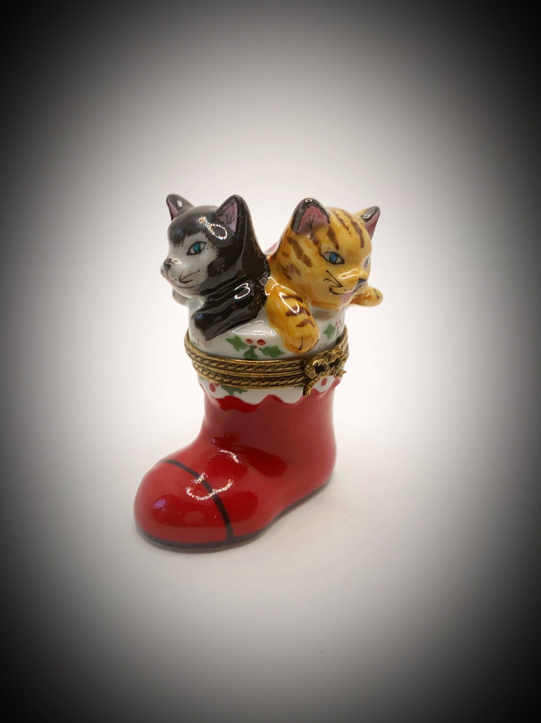 Kitties in Stocking LIMOGES France Hand Painted Trinket Box - Etsy