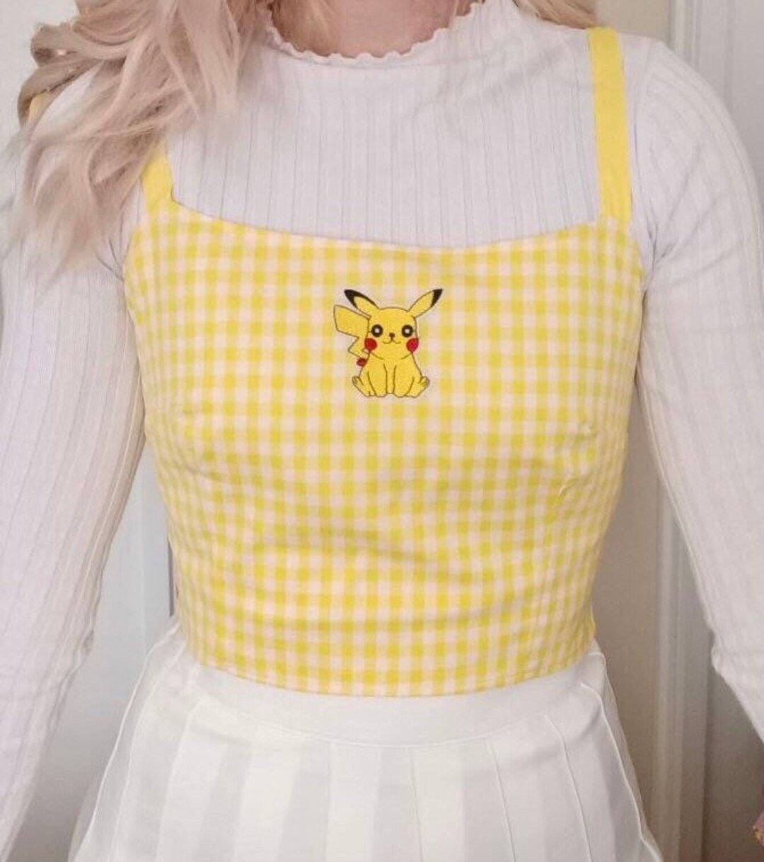 Nintendo Pokémon Pikachu Yellow Gingham Crop Top Shirred Back. - Etsy