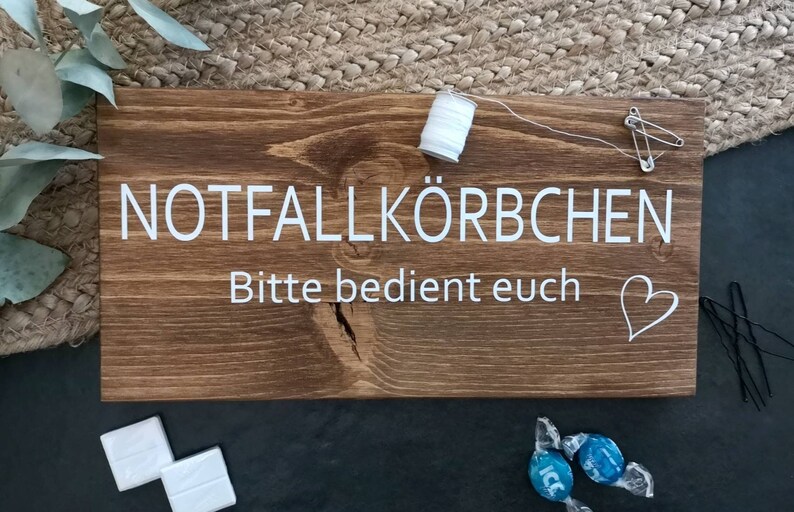 Holzschild Notfallkörbchen Hochzeitsdeko kleine Helferlein - Etsy