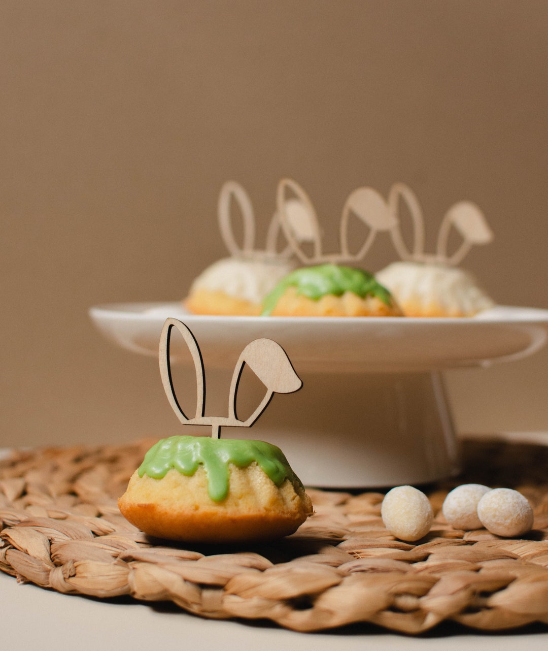 Cake Topper "mini Bunny Ears" Set of 5 | Mini Easter Muffin Toppers ...