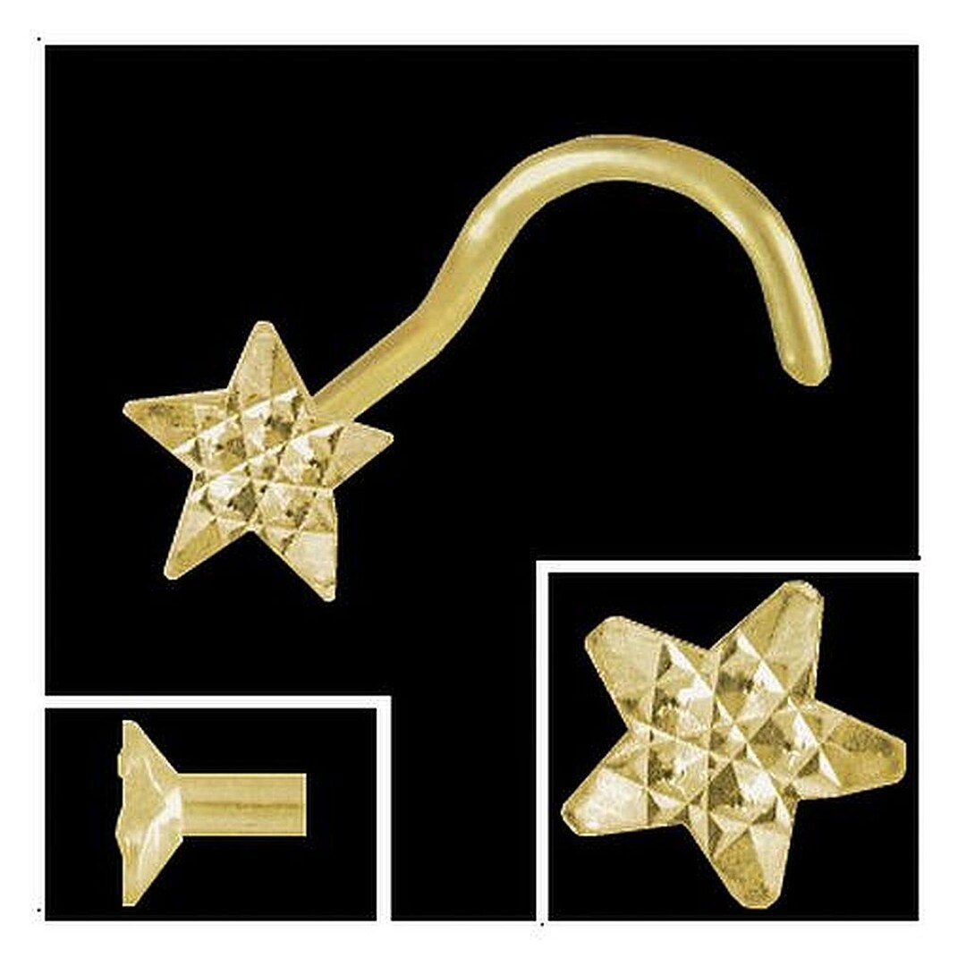 Gold 750 Nose Piercing Star 3 2 Mm Diamond Nose Plug Spiral Etsy gold-750-nose-piercing-star-3-2-mm-diamond-nose-plug-spiral-etsy