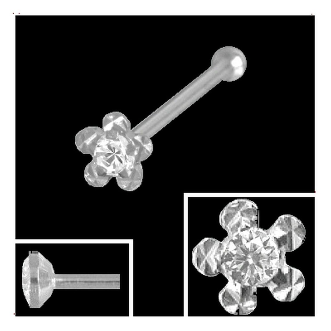 Or blanc 750 piercing nez fleur avec broche à nez en diamant - Etsy France