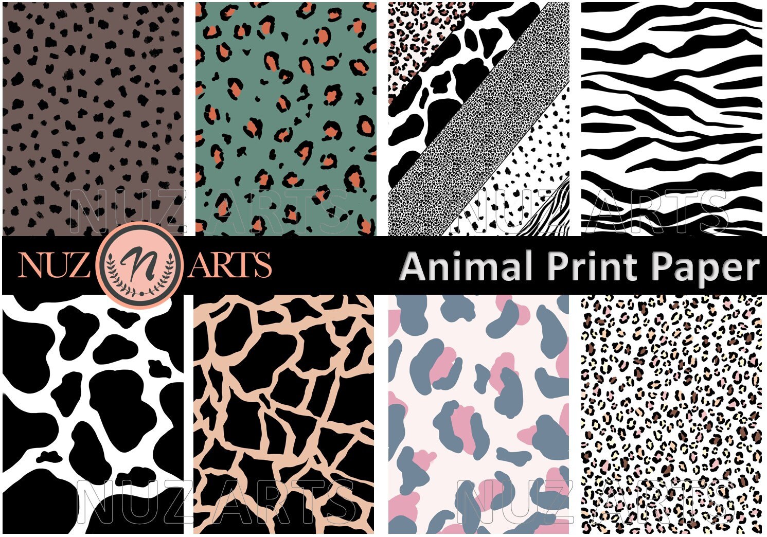 Animal Print Digital Paper Pack INSTANT DOWNLOAD Aesthetic, Tiger ...