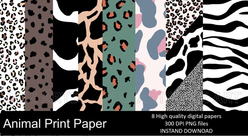 Animal Print Digital Paper Pack INSTANT DOWNLOAD Aesthetic, Tiger ...