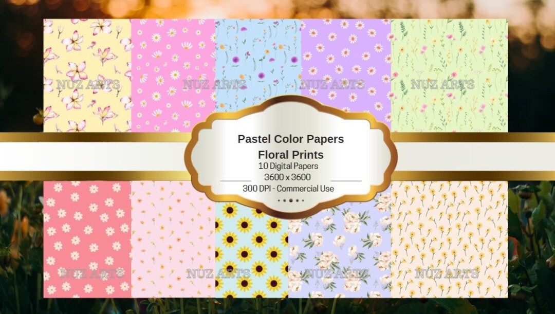 Set of 10 Seamless Pastel Color Digital Paper Beautiful Floral Colorful ...