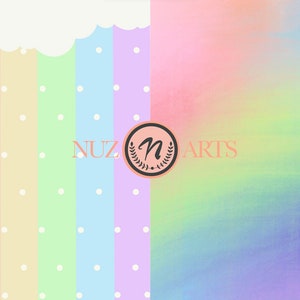Pastel Rainbow Digital Paper Pack, Pastel Digital Paper Pack, Rainbow ...