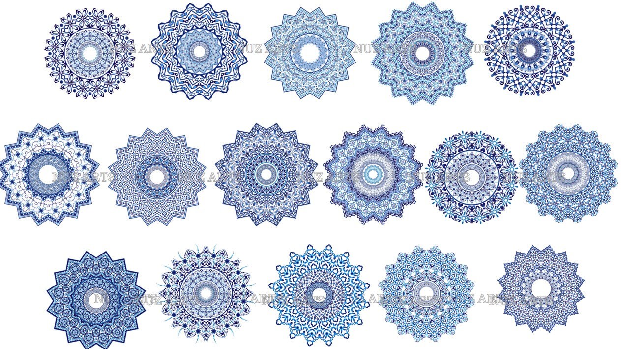 Conjunto de 16 imágenes prediseñadas digitales redondas azules - Etsy ...