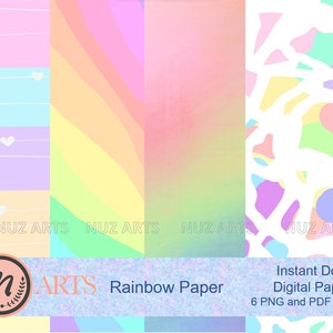 Pastel Rainbow Digital Paper Pack, Pastel Digital Paper Pack, Rainbow ...