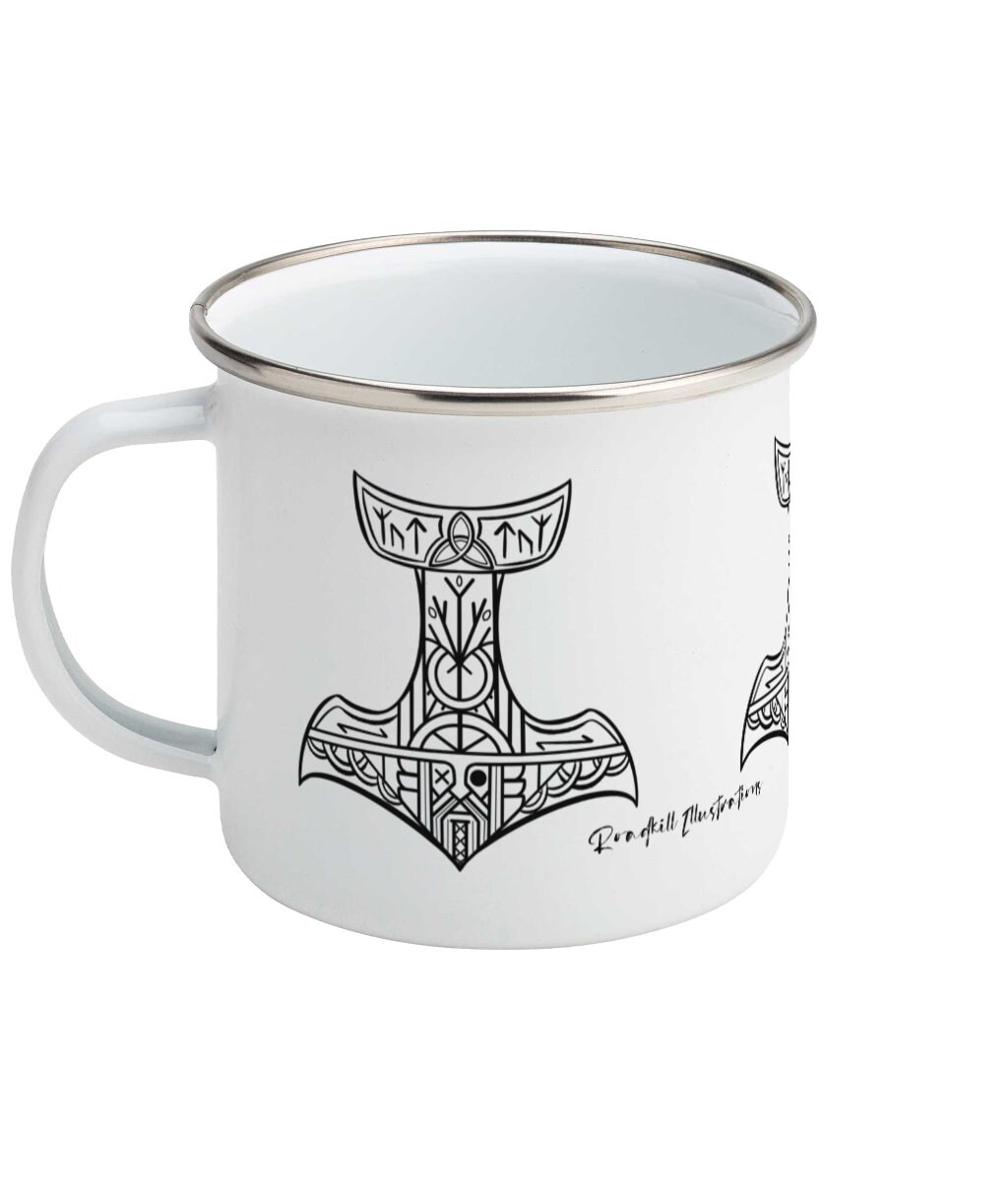 Mjolnir Enamel Mug Thors hammer cup Norse mythology | Etsy