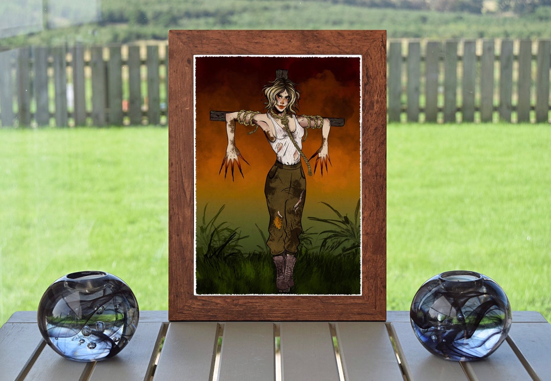 Art Print of a Creepy Scarecrow, Dark Fantasy Illustration, Comic Style ...