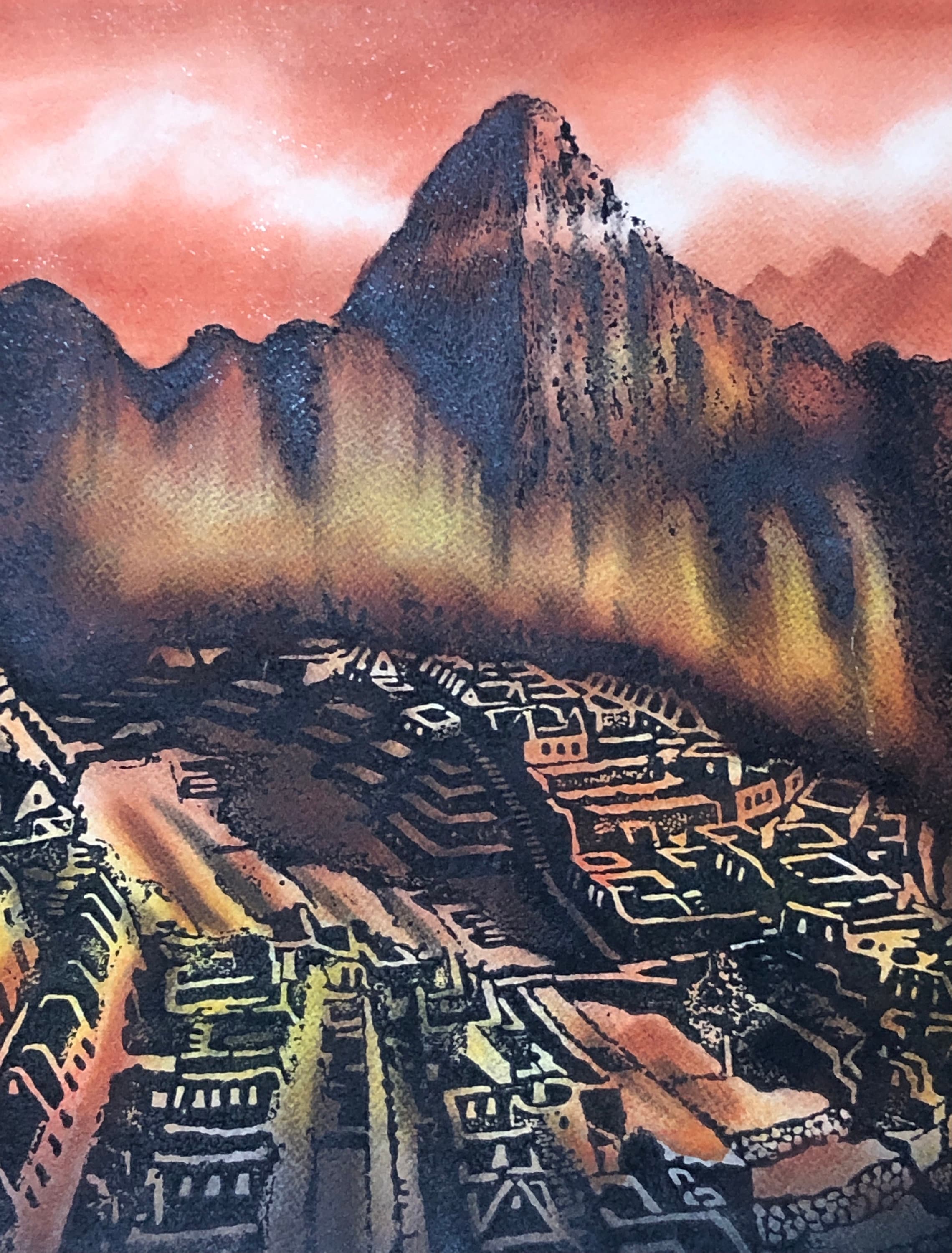 Machu Picchu Painting / Machu Picchu Wall Art / Mountain Wall Art ...