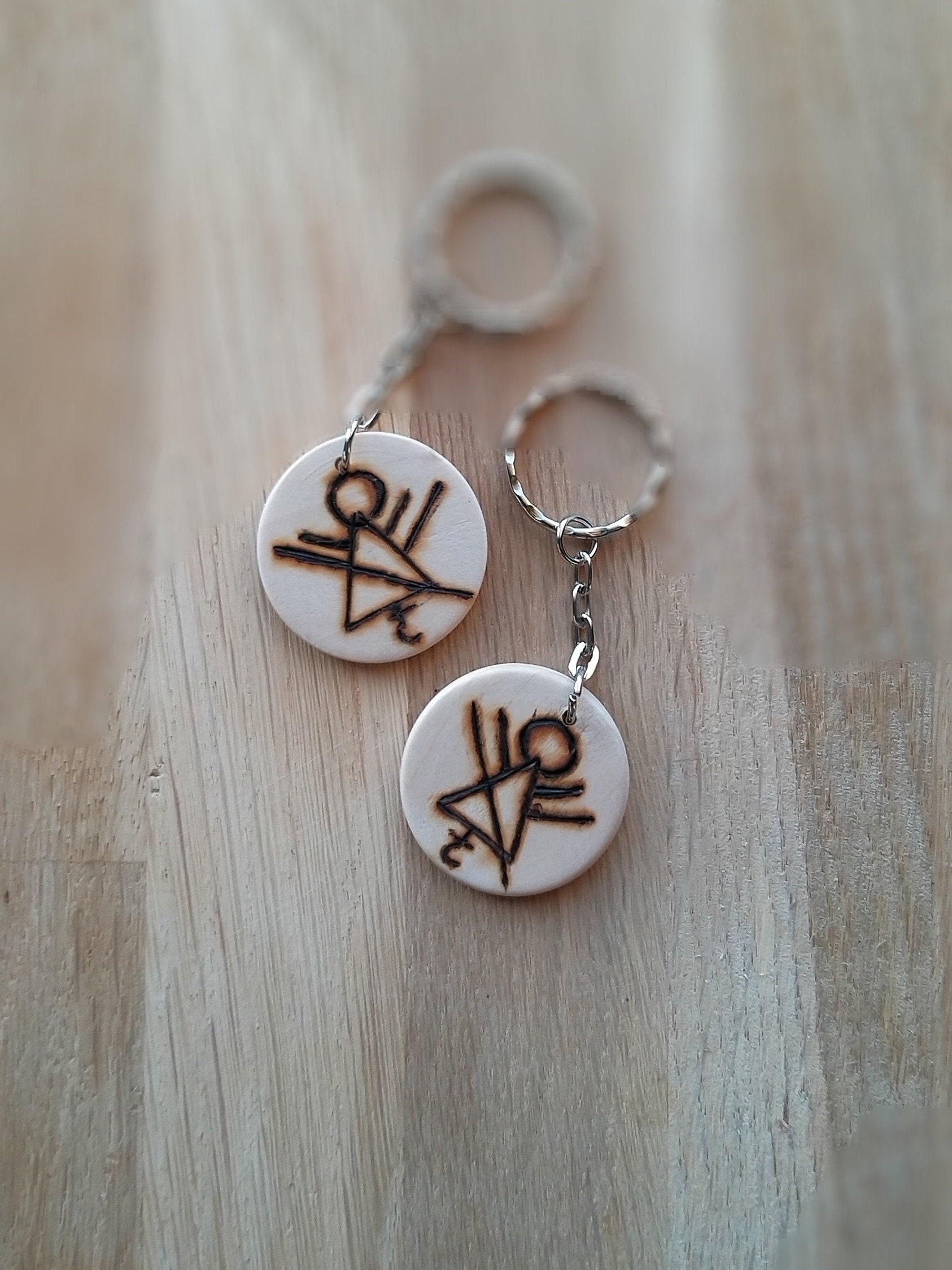 Mysterious Symbol Wooden Keyring Double Sided Yellow Jackets Inspired ...