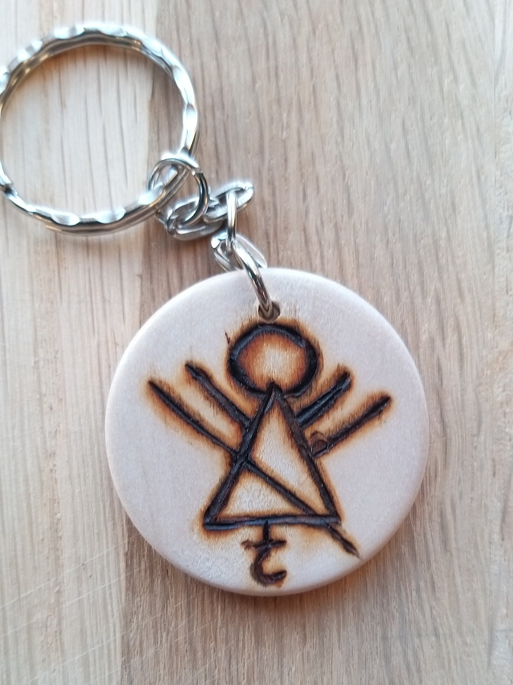 Mysterious Symbol Wooden Keyring Double Sided Yellow Jackets Inspired ...