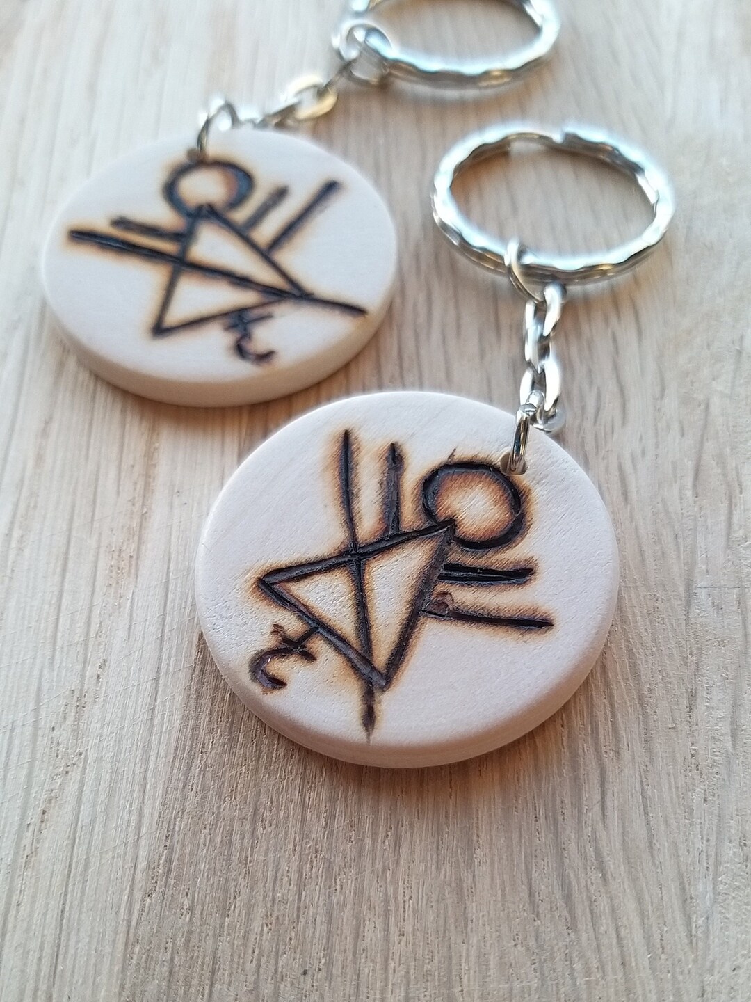 Mysterious Symbol Wooden Keyring Double Sided Yellow Jackets Inspired ...