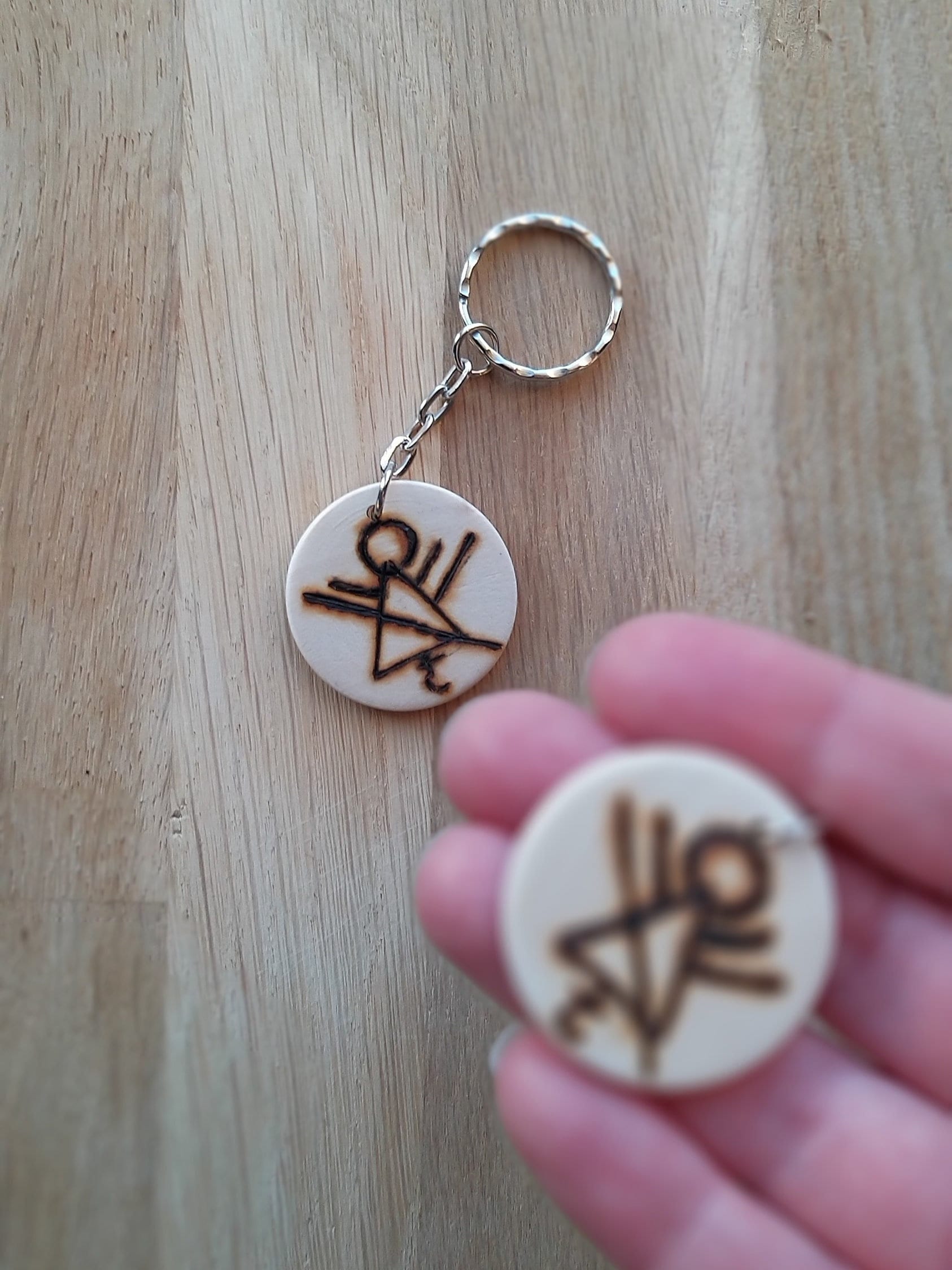 Mysterious Symbol Wooden Keyring Double Sided Yellow Jackets Inspired ...