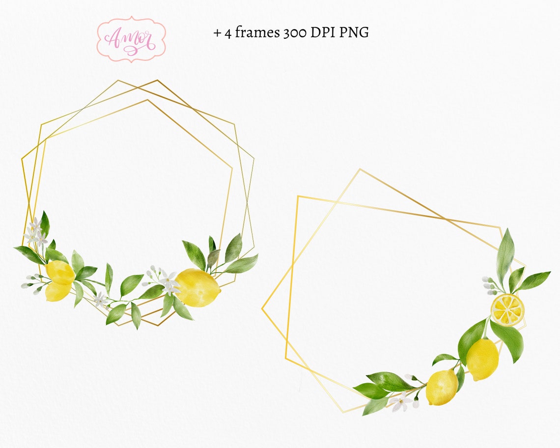 Watercolor Lemon Clipart Png Citrus Clipart Lemon Frames - Etsy Canada