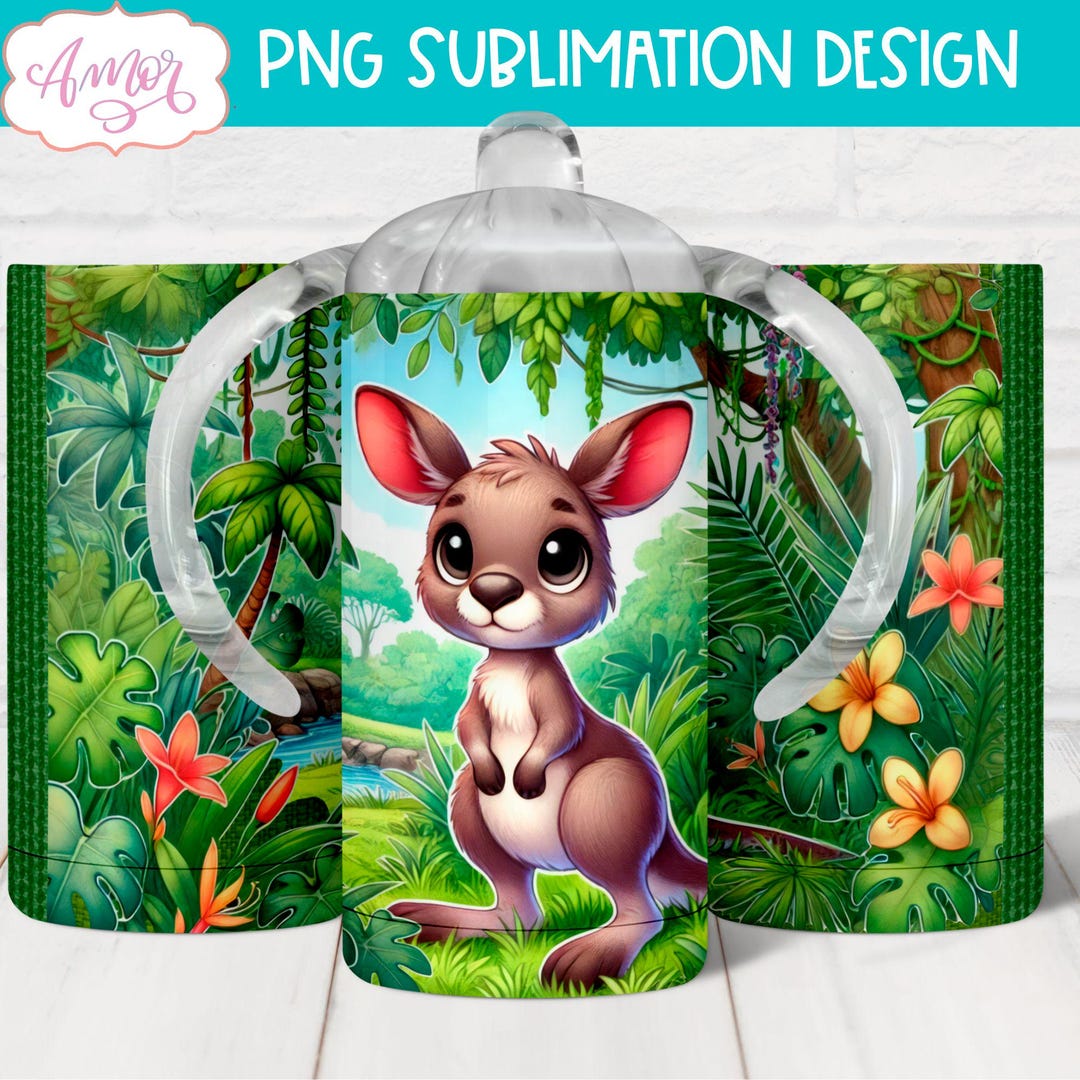 DIGITAL DOWNLOAD Cute Kangaroo Sippy Cup Sublimation Australian Animal ...