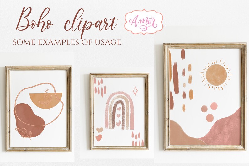 Boho Rainbow Clip Art Bundle Trendy Png Designs for - Etsy