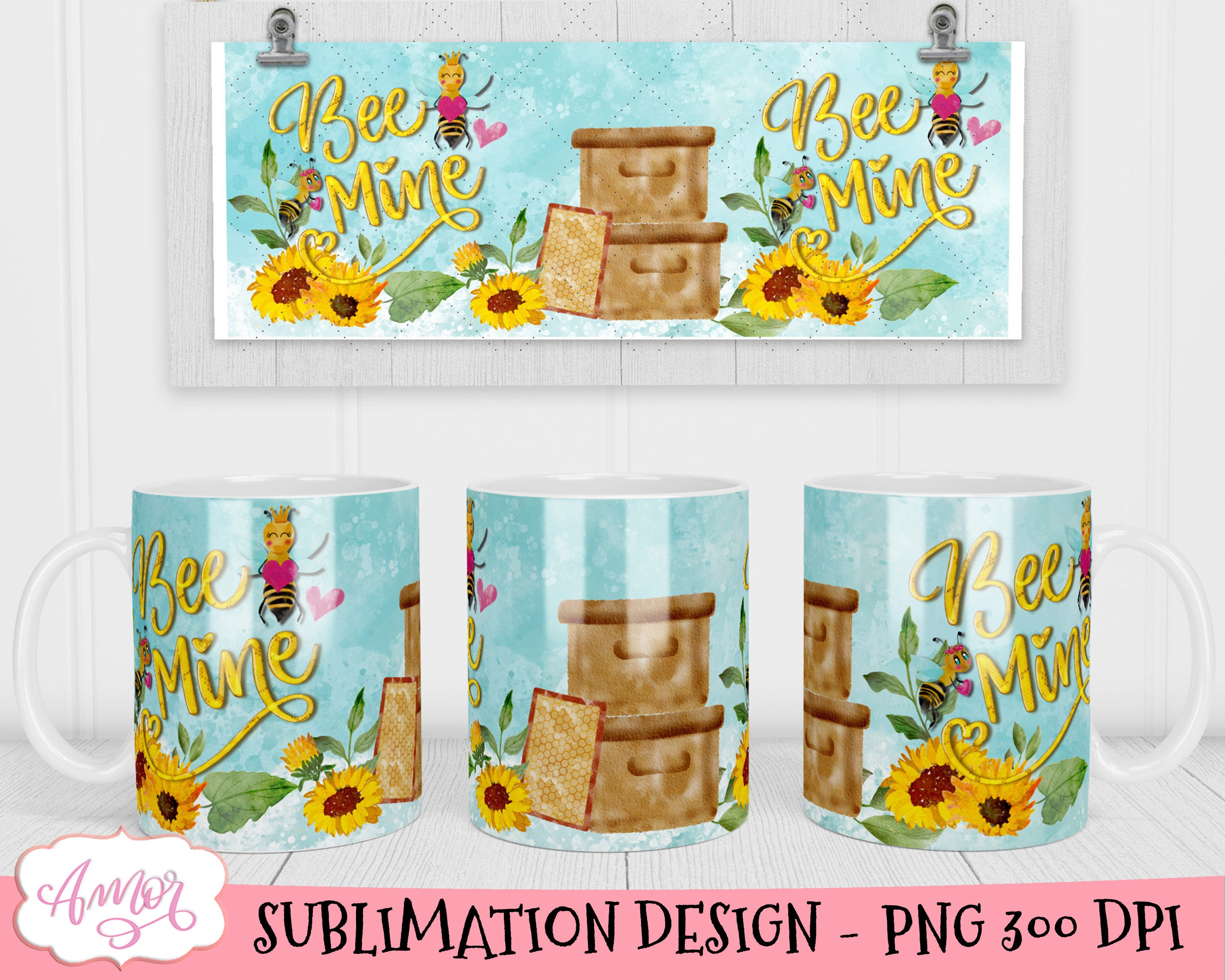 Bee Mug Sublimation Designs BUNDLE Bees Mug Wrap Coffee Mug - Etsy