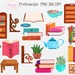 Hand Drawn Library Clipart, Books and Reading Clipart, Books Clipart ...