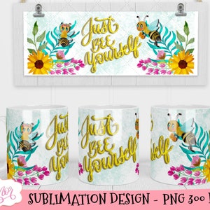 Bee Mug Sublimation Designs BUNDLE, Bees Mug Wrap, Coffee Mug Template ...