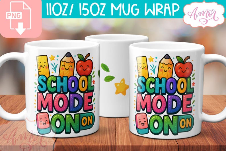 Digital Download | Teacher Mug Wraps PNG Bundle | 15 Colorful ...