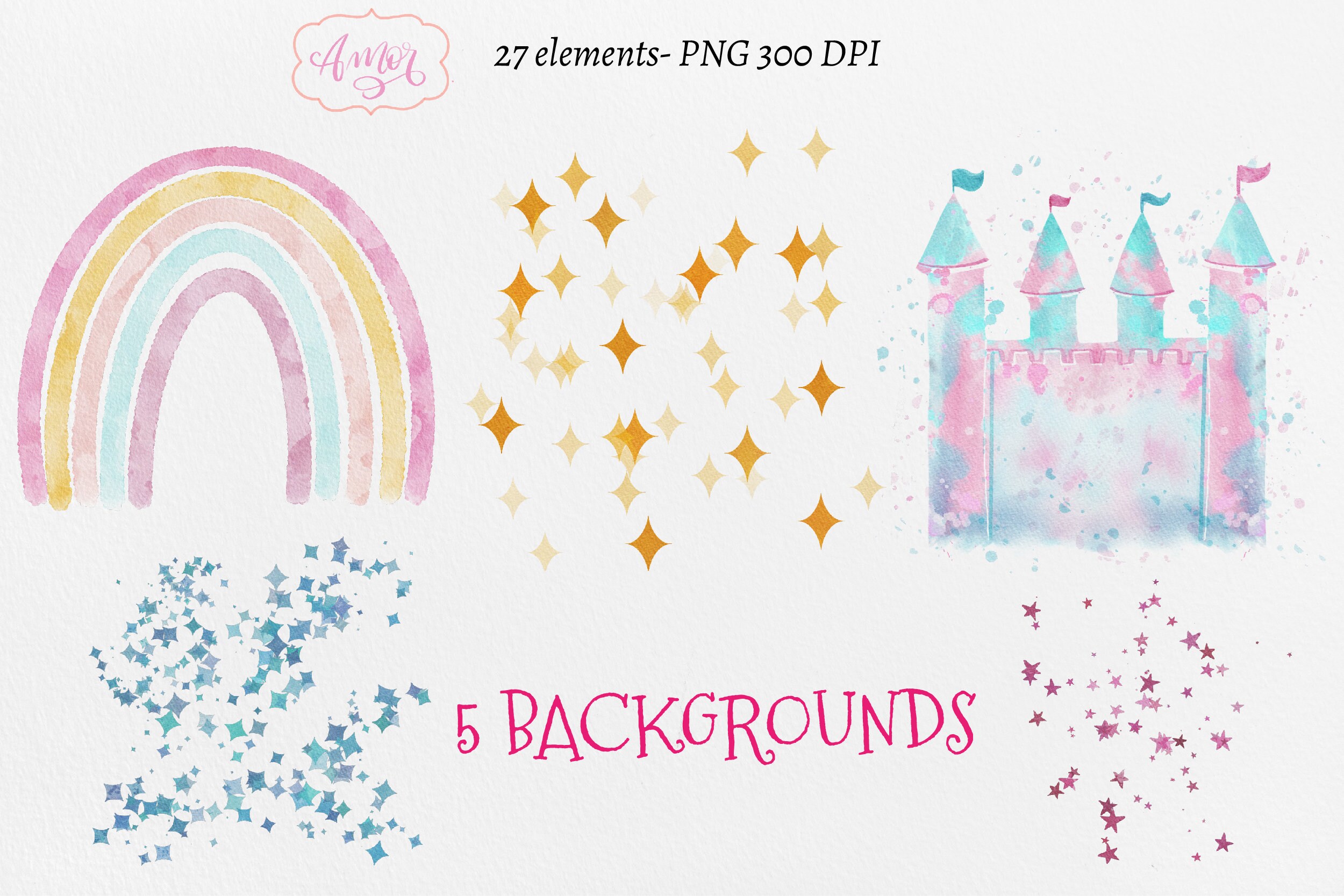 Watercolor Princess Clipart Hand Painted Fairytale Clipart | Etsy